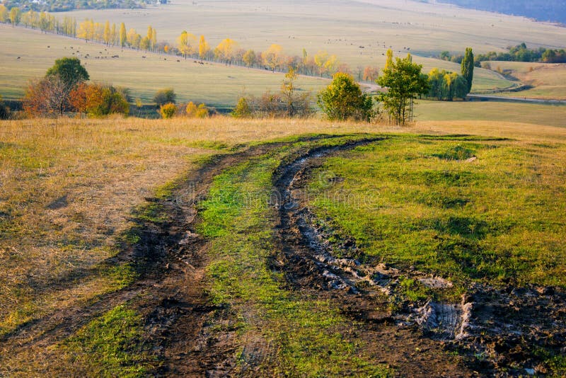 Dirt Dirt Road Running through the Field Stock Image - Image of soil ...