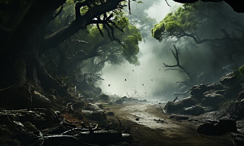 Dirt Road Surrounded by Trees and Rocks Stock Image - Image of rocks ...