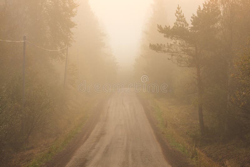 Dirt road and thick fog stock image. Image of lane, background - 69255641