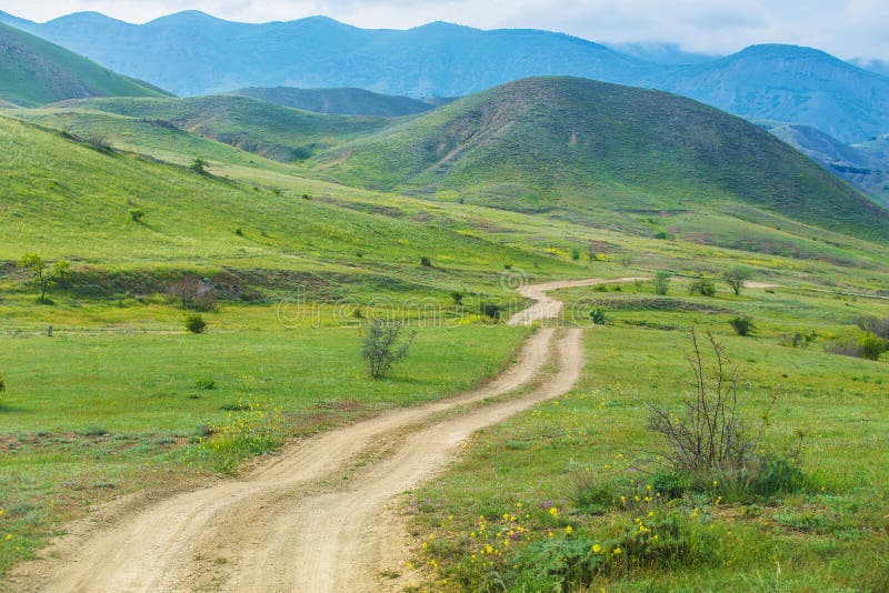 Dirt Road To the Open Mountain Range Stock Image - Image of country ...