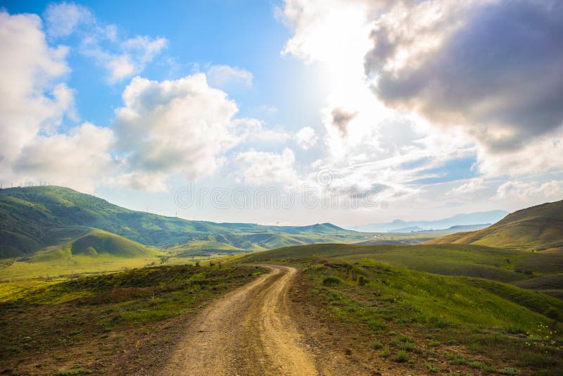 Dirt Road To the Open Mountain Stock Photo - Image of blue, forward ...