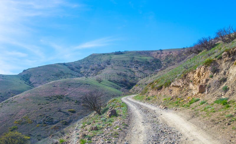 Dirt Road To the Open Mountain Range Stock Image - Image of countryside ...