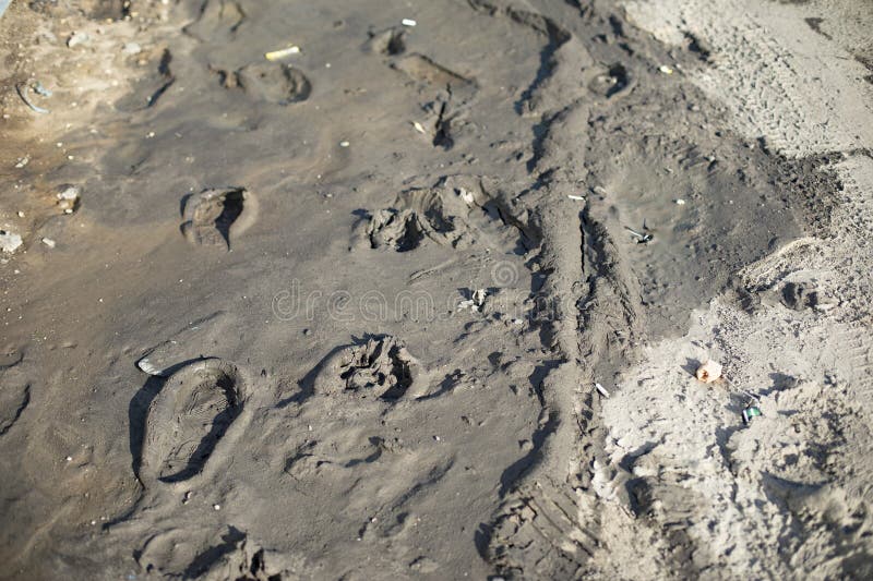 Dirt on Road. Traces in Mud Stock Photo - Image of vehicle, clay: 283699896