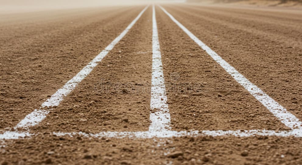 A Dirt Running Track Featuring Multiple Parallel White Lines Extends ...