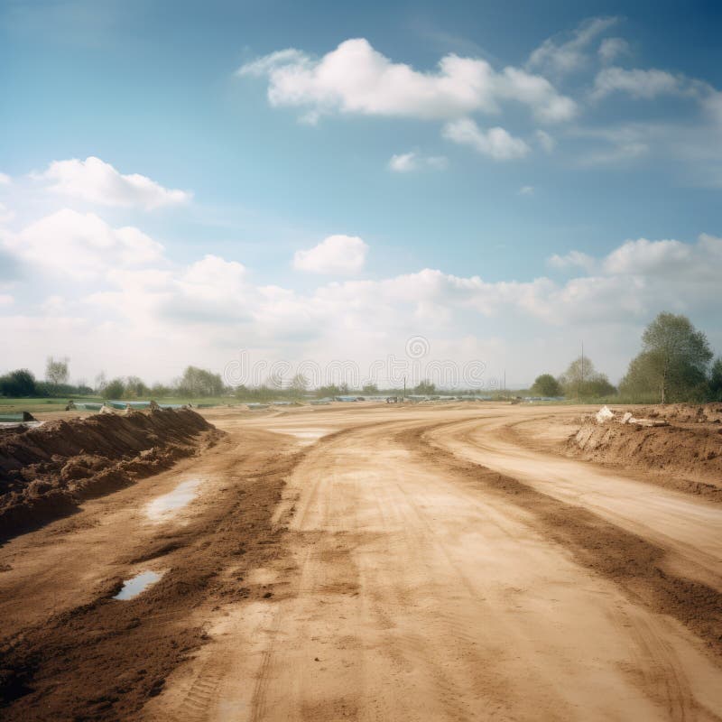 Dirt Track in Countryside with Blue Skies, Created Using Generative Ai ...