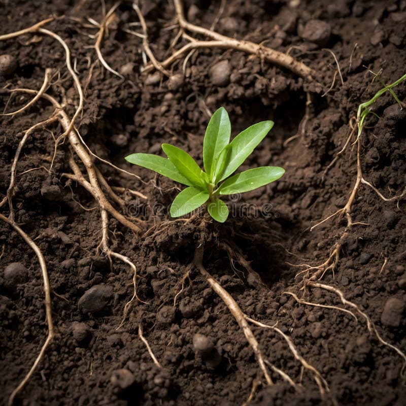 Dirt with Visible Plant Roots and Organic Matter Stock Illustration ...