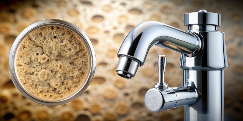 Dirt on the Water Tap Under the Microscope AI-Created Content Stock ...