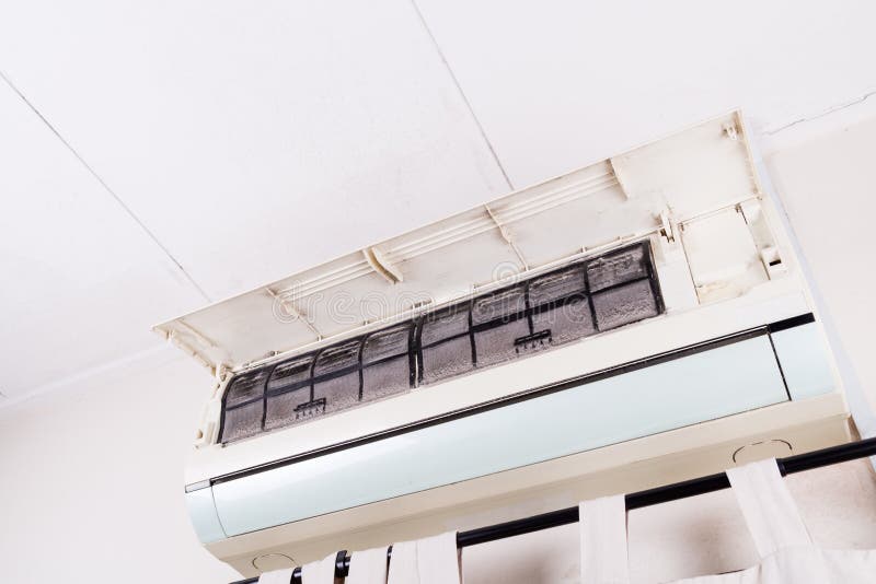 Dirty Air Conditioning Unit Full of Dust Dirt on Coil Stock Image ...
