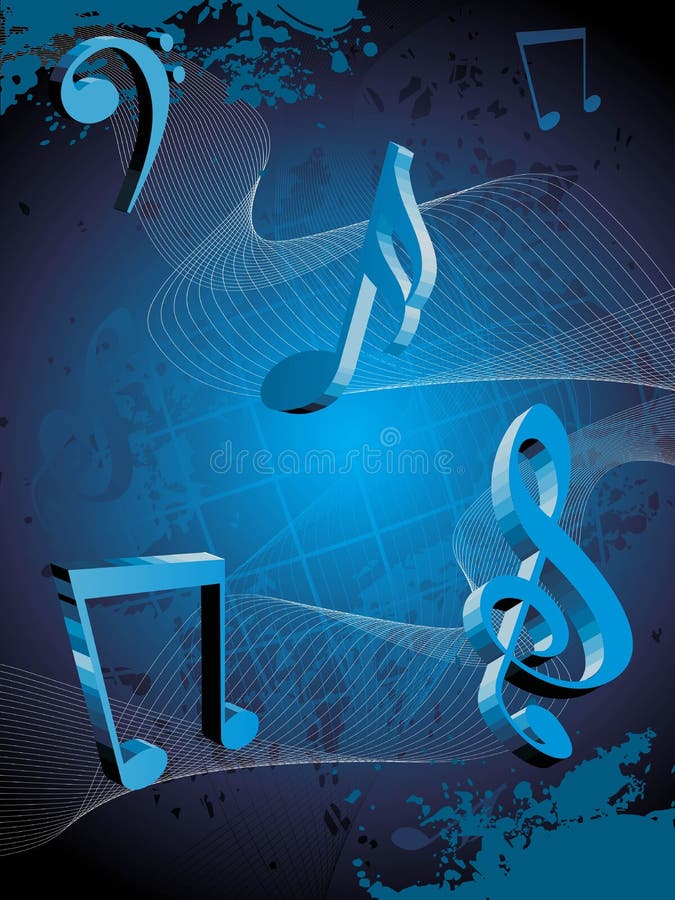 Blue Background with Music Notes Stock Vector - Illustration of ...