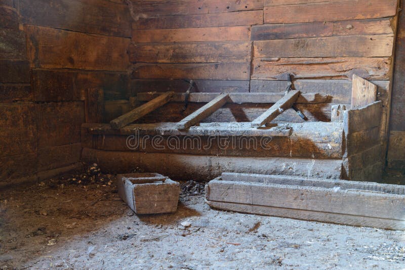Dirty Barn with a Manger for Animals Stock Photo - Image of feeding ...