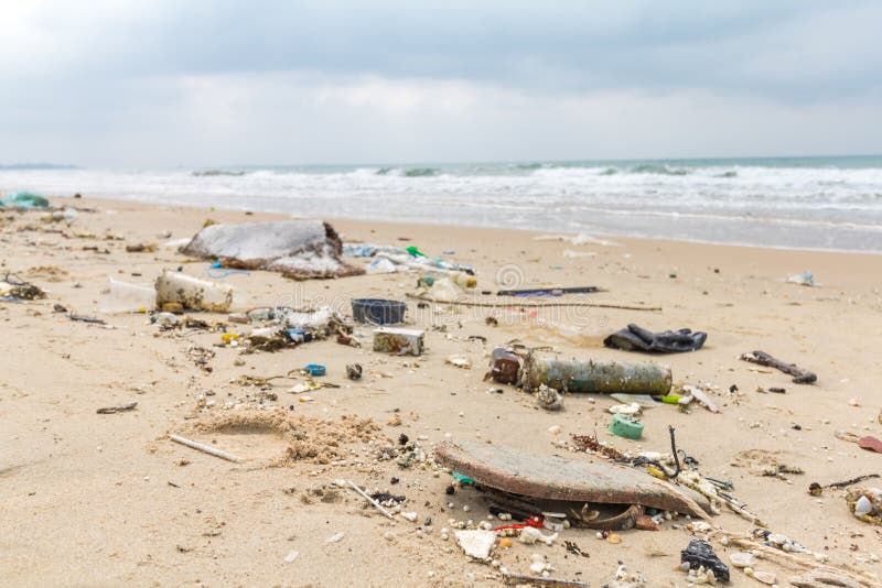 Dirty Beaches.Caused by the Dumping of Undisciplined. Stock Photo ...