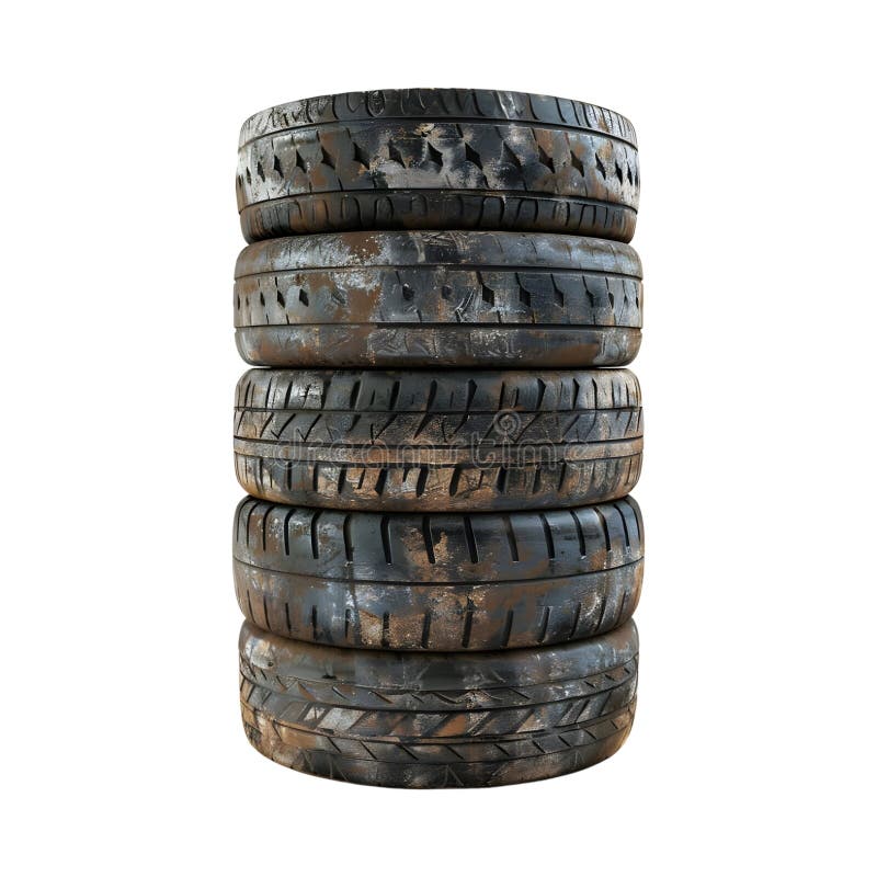 Dirty Black Tires Stack on Transparent Background - Ai Generated Stock ...