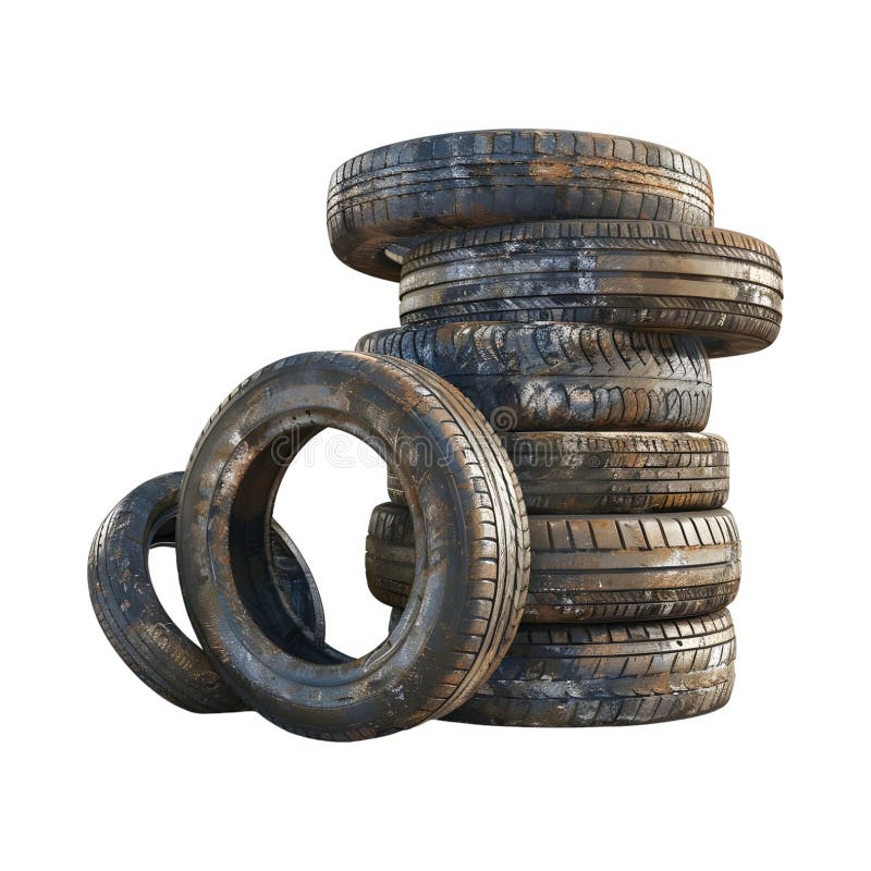 Dirty Black Tires Stack on Transparent Background - Ai Generated Stock ...