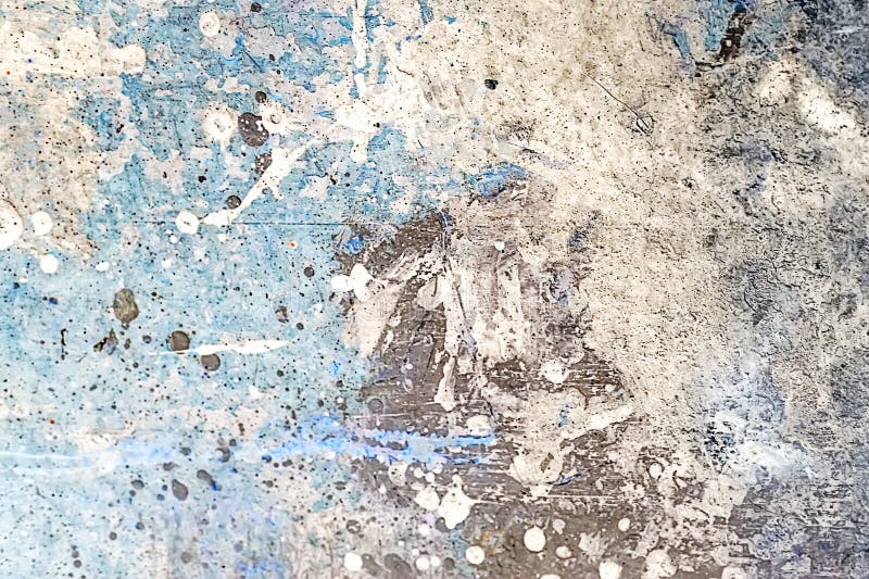 A Dirty Blue Abstract Background with Drops of Oil Paint on a Flat ...