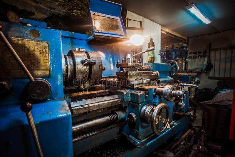 Dirty blue milling machine stock photo. Image of equipment - 126852876