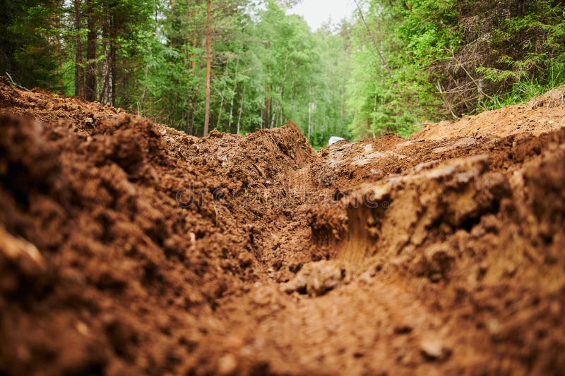 Dirty Blurry Dirt Road with Tire Tracks in Spring. Off-road. Stock ...