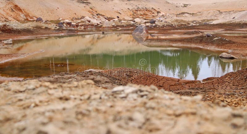 Dirty Bottom of a Dried-up Lake. Ecological Problems. Stock Photo ...