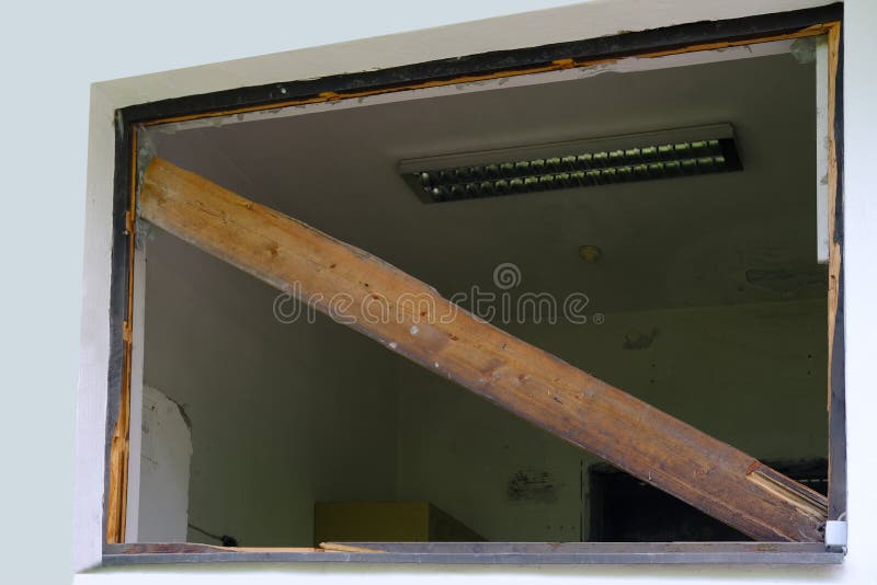 Dirty Broken Window Frame without Glass, Destroyed House, Concept ...