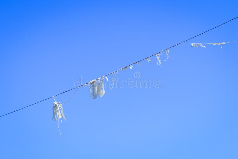 Dirty cable blue sky stock image. Image of blue, white - 143396737