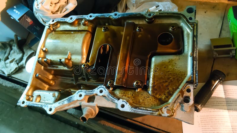 Dirty car engine sump stock photo. Image of color, cylinder - 244036630