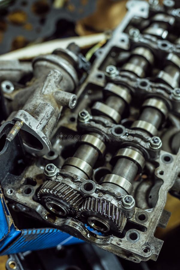 A Dirty Car Engine Under the Hood Stock Image - Image of brown ...