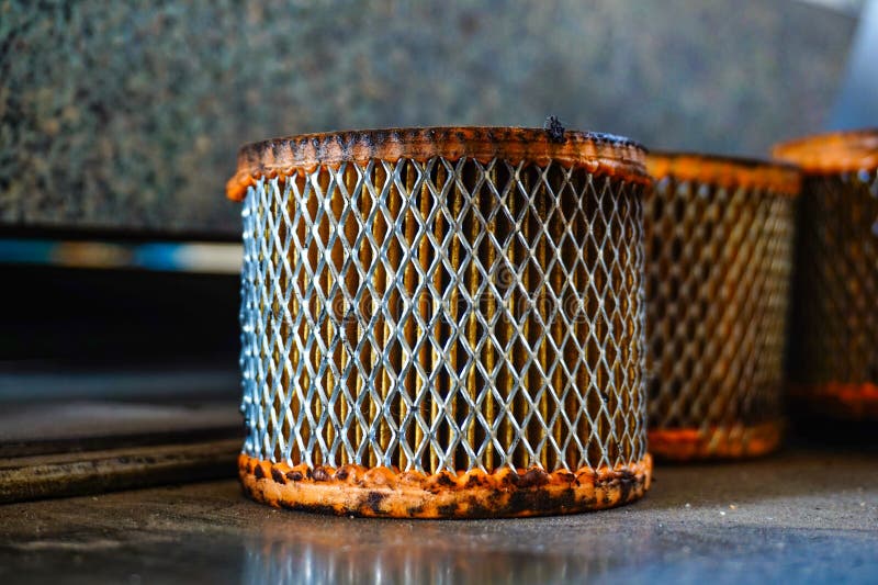 Dirty Car Oil Filter is on the Table. Stock Image - Image of replace ...