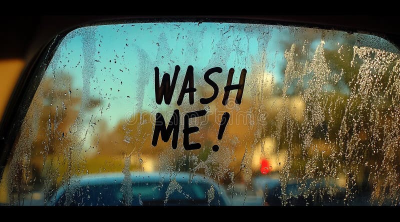 A Dirty Car S Back Window with the Words "WASH ME Stock Illustration ...