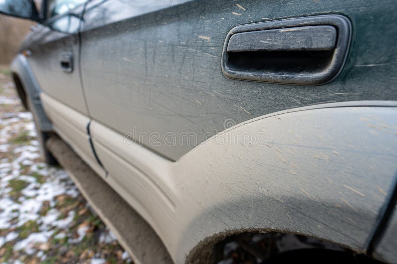 Dirty Car Side. Splash and Texture of Mud on a Car Stock Photo - Image ...