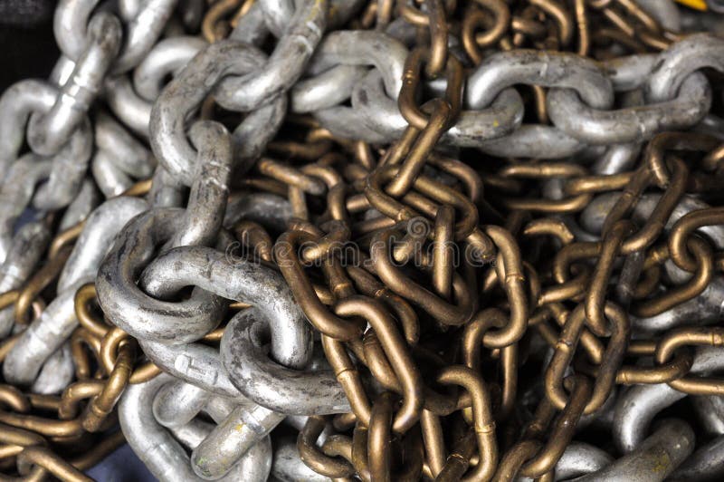 Dirty Chains or Old Chains, Tools of Industry Job or Hard Job. Stock ...
