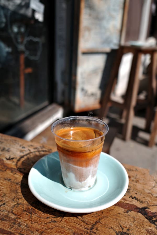 Dirty coffee in a cafe stock image. Image of label, food - 363579955