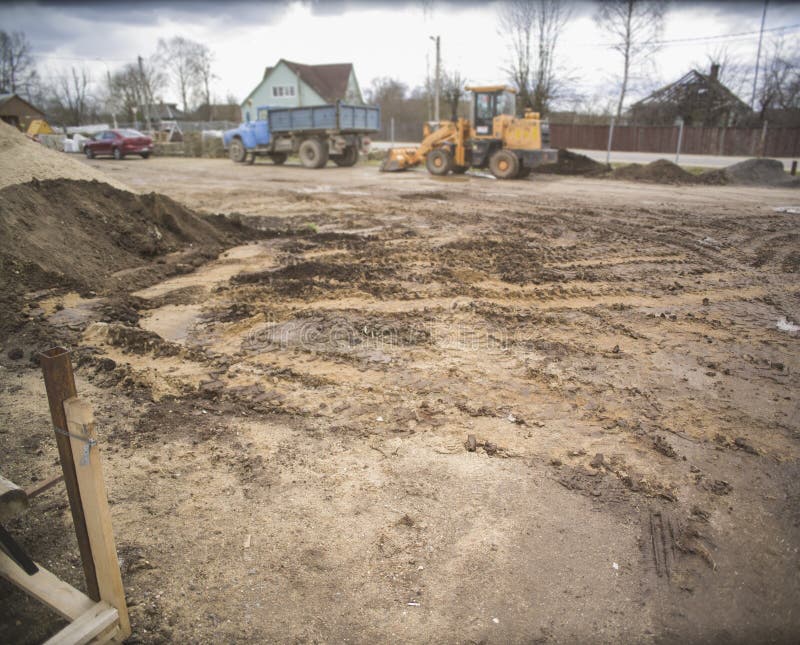 Construction yard stock photo. Image of growth, earthmover - 16952770