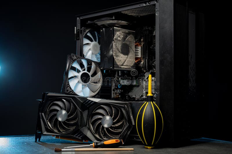 Dirty Cooler Ventilation System Unit Computer, Cleaning from Dust ...