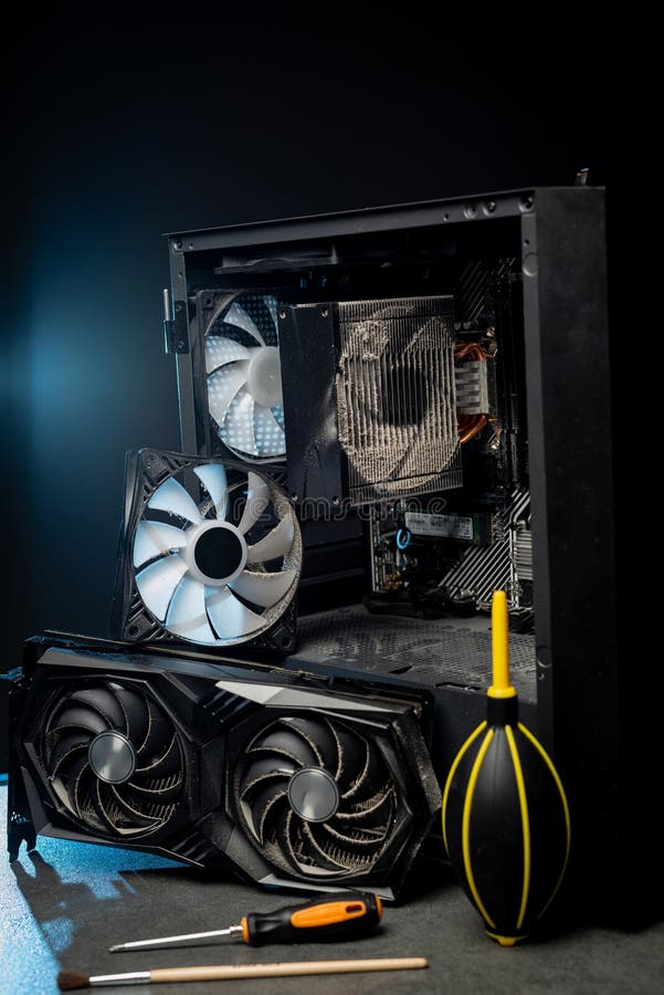 Dirty Cooler Ventilation System Unit Computer, Cleaning from Dust ...