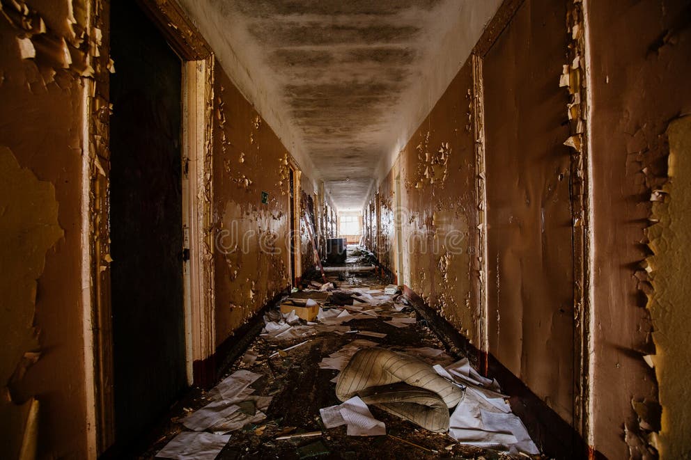 Dirty Corridor of Old Abandoned Dorm Stock Photo - Image of dirty ...