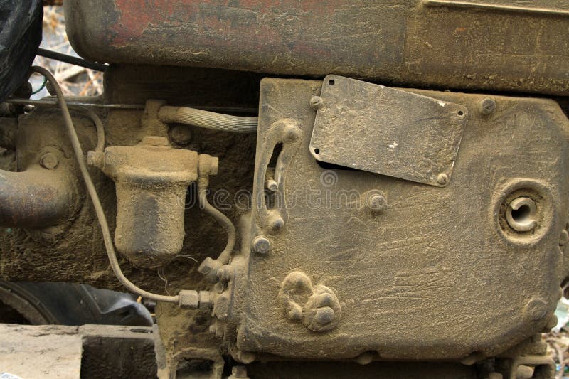 Dirty diesel engine stock image. Image of pipes, diesel - 384141873