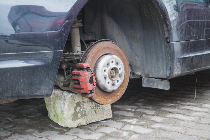 Dirty Disc Brake of the Car Stock Image - Image of inspection, labor ...