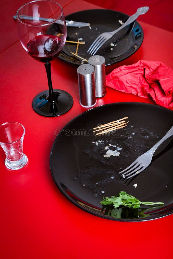 Dirty dishes after dinner stock photo. Image of drink - 178616580