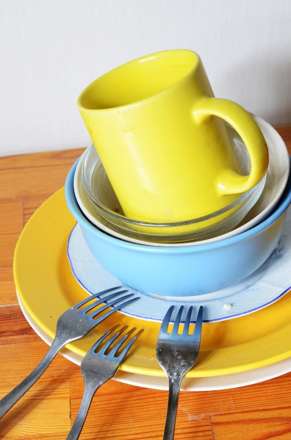 Dirty dishes on the table stock image. Image of color - 41476567