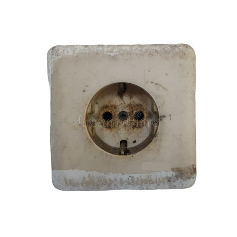 Dirty Electric Socket Isolated on White Background Stock Photo - Image ...