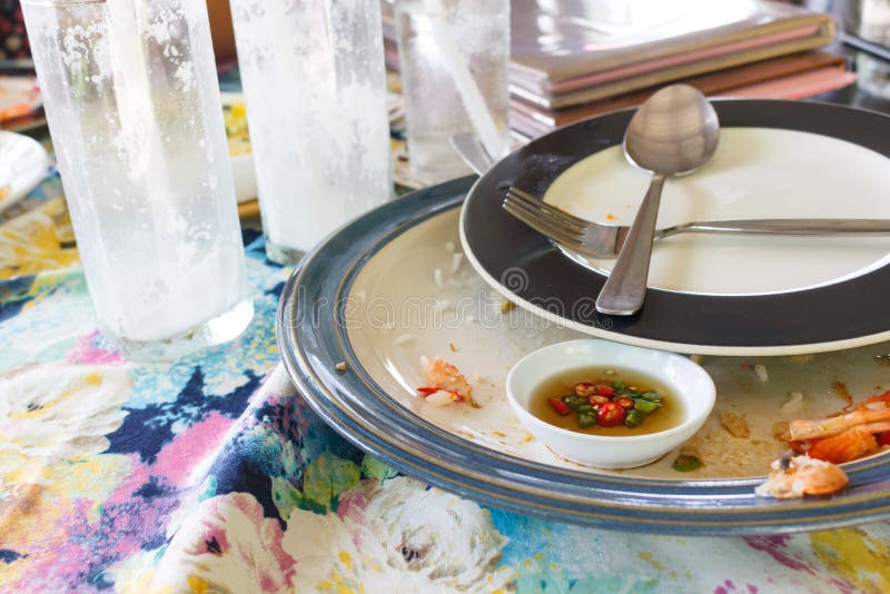 Dirty and Empty Breakfast Dishes. Stock Image - Image of home ...