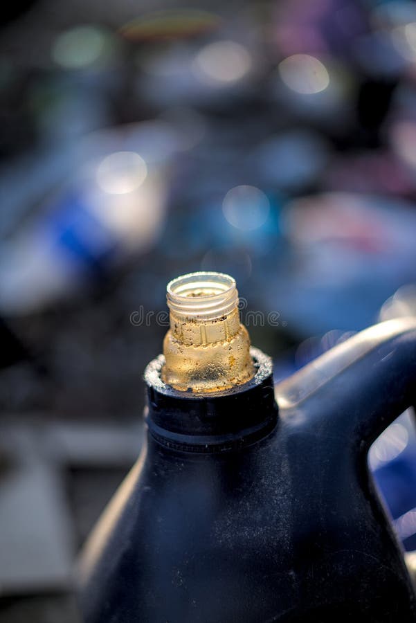 Dirty Empty Plastic Canister with Engine Oil Stock Image - Image of ...
