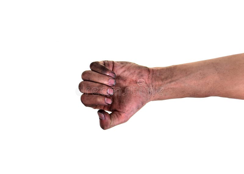 Dirty Fingernails, His Hands are Dirty with Dirt Lodged in the Nails ...