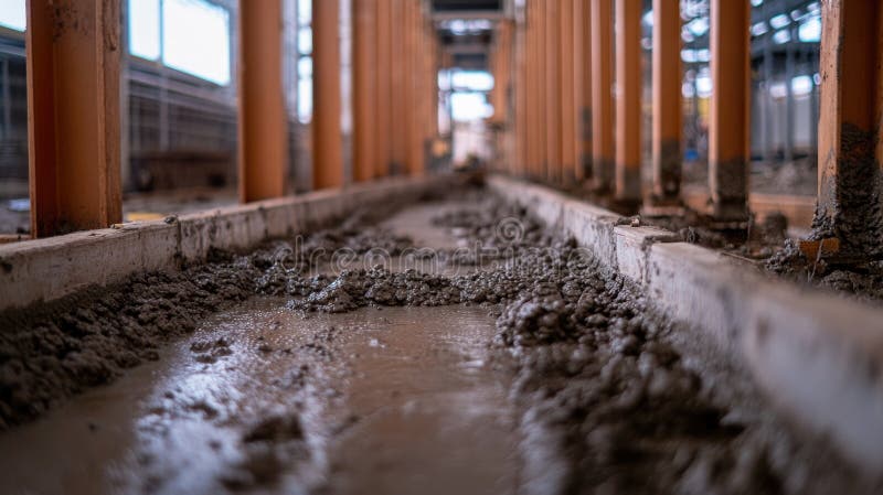 Dirty Floor at Train Station with Train Passing by in the Background ...