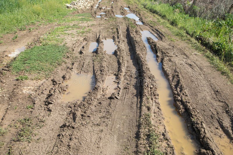 Dirty Ground Road in the Nature at Spring Time Stock Image - Image of ...
