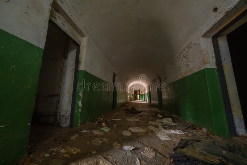 Desolate Corridor with Garbage on Floor Stock Image - Image of ...