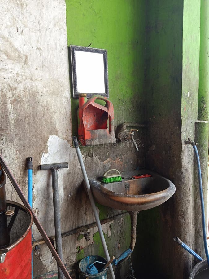 The Dirty Hand Washing Station Stock Photo - Image of spooky, corner ...