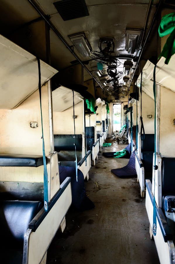 Dirty interior train. stock image. Image of coupe, inside - 44282491