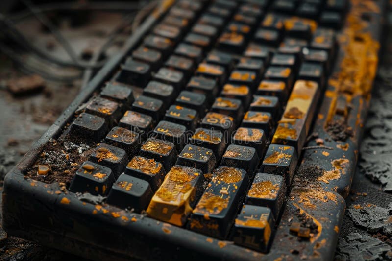A Dirty Keyboard is Sitting on Top of a Dirty Ground, a Dusty Keyboard ...