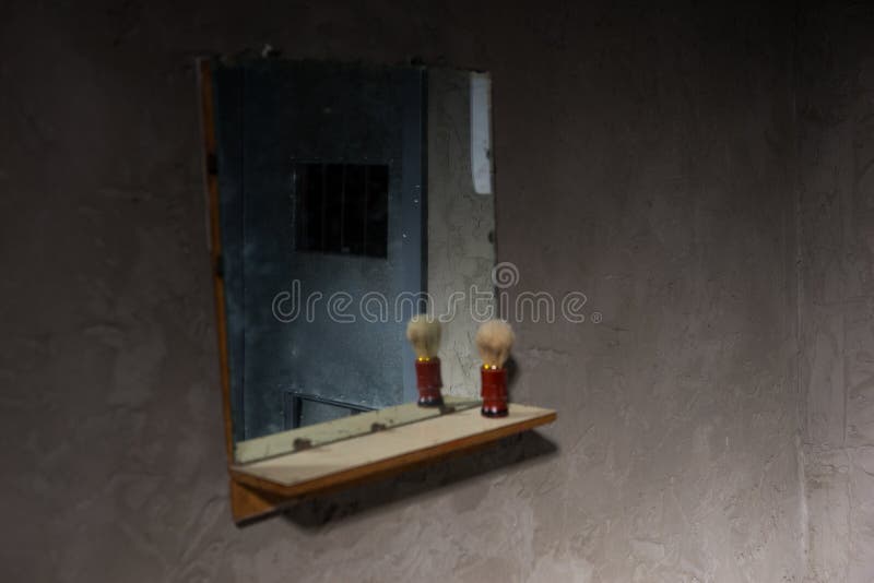 Dirty Mirror in Empty Dark Jail Cell Stock Image - Image of cells, iron ...