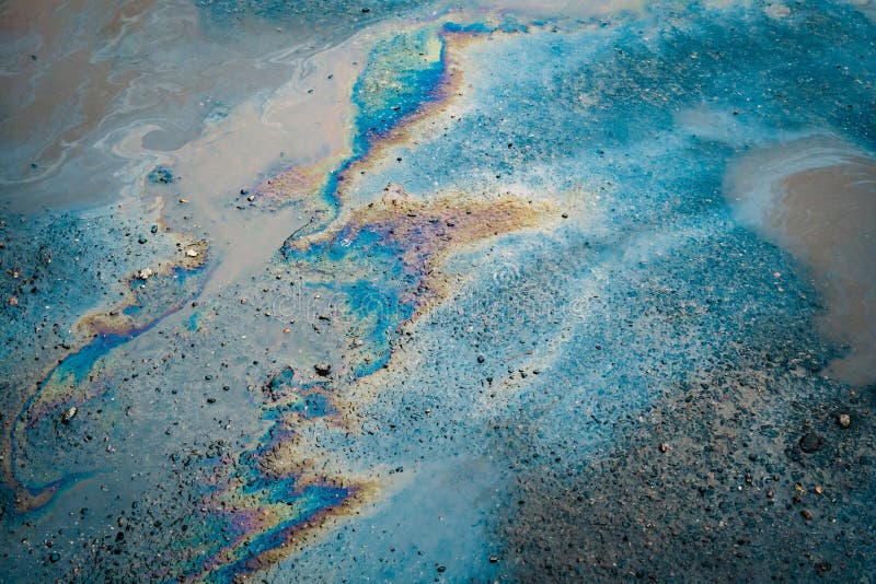 Dirty Multi-colored Stain from Engine Oil on Asphalt Stock Photo ...